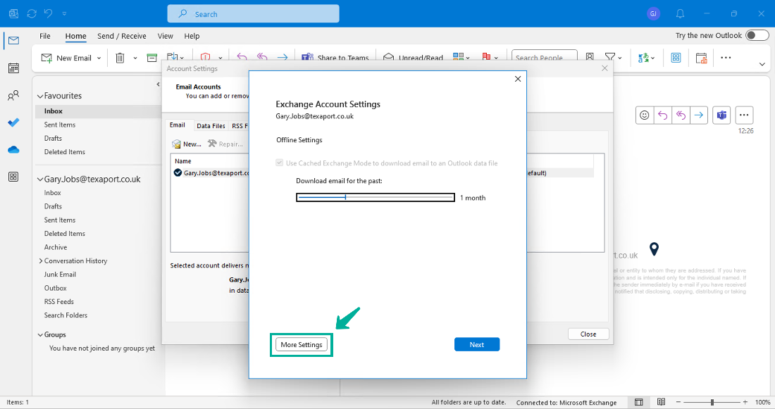 How to add a shared mailbox in Outlook | Texaport
